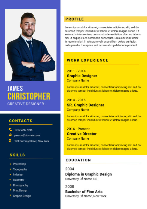 White Professional Resume Template A4 | PosterMyWall