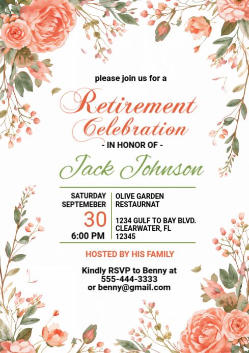 White Professional Retirement Party Invitation A4 Template | PosterMyWall
