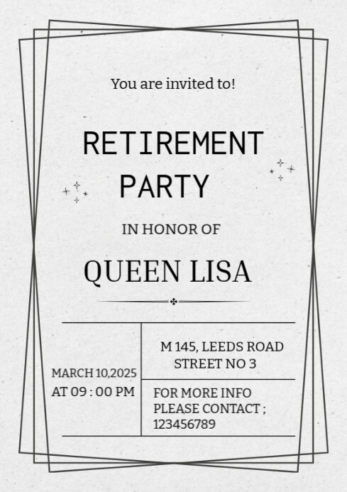 White Professional Retirement Party Invitation Card A4 Template ...