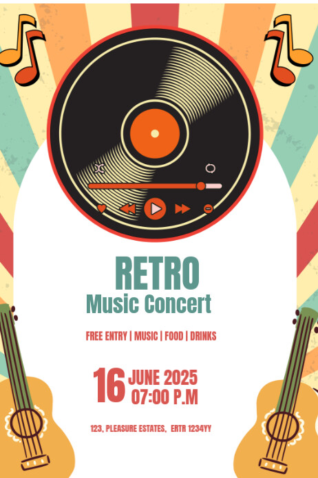 White Professional Retro Music Invitation Cards Poster Modelo ...