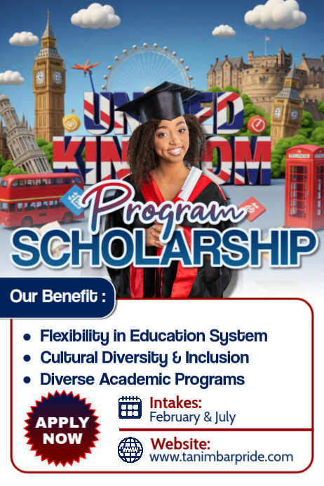 White Professional Scholarship Program In Uk 2025 Template Poster ...