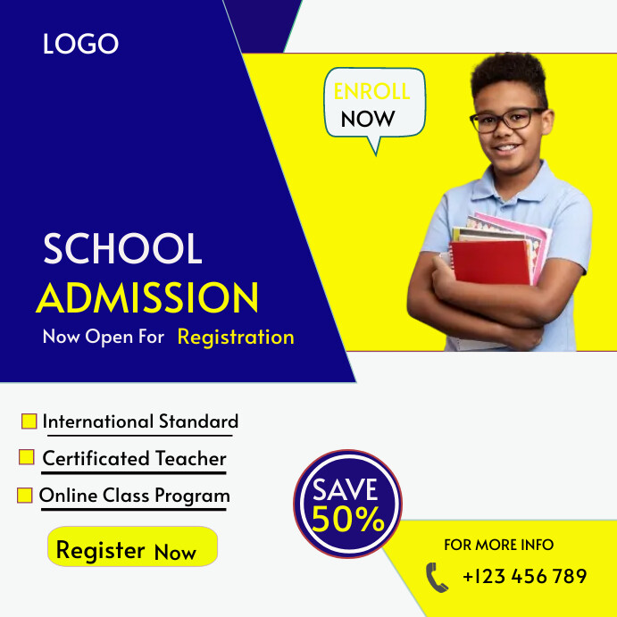 White Professional School Admission Instagram Template | PosterMyWall