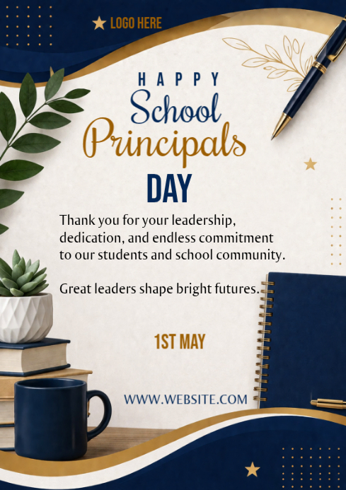 White Professional School Principals Day A4 Template | PosterMyWall