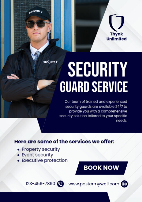 Copy of White Professional Security Guard Service A4 | PosterMyWall