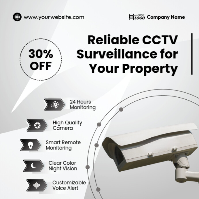 White Professional Security System Instagram Post Template | PosterMyWall