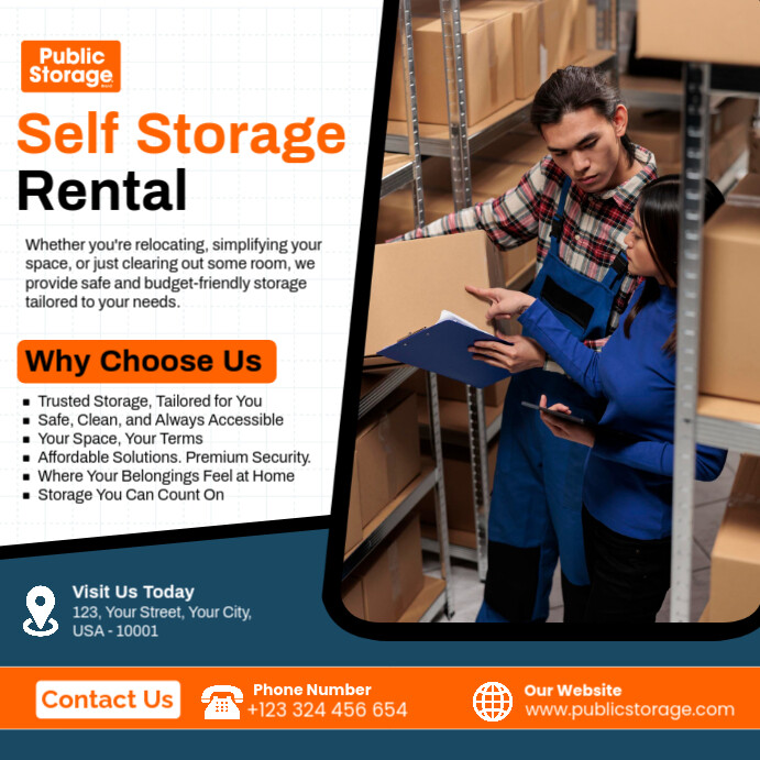 White Professional Self Storage Rental Instagram Post Template ...