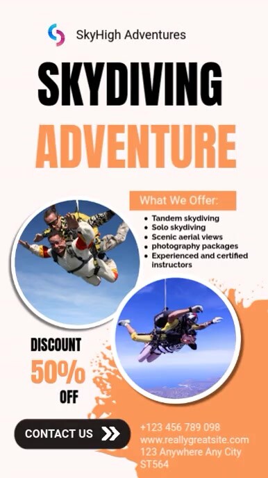 Copy of White Professional Skydiving Adventure Instagram Story | PosterMyWall