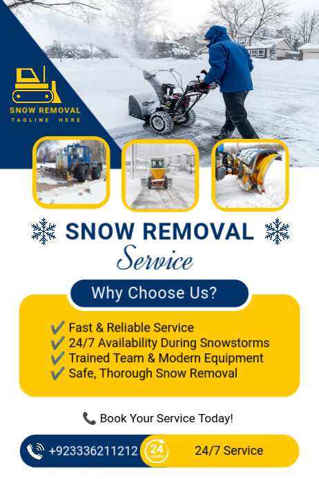 White Professional Snow Removal Services Poster Template | PosterMyWall