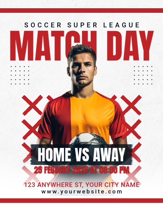 White Professional Soccer Match Day Flyer (us Letter) Template ...