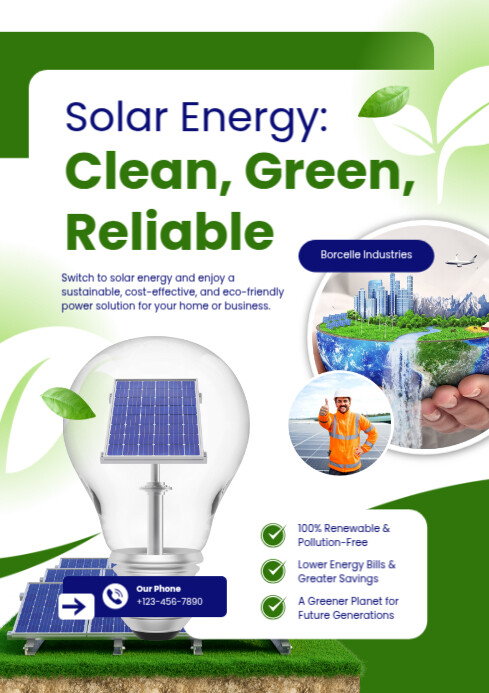 Copy of White Professional Solar Energy A4 | PosterMyWall