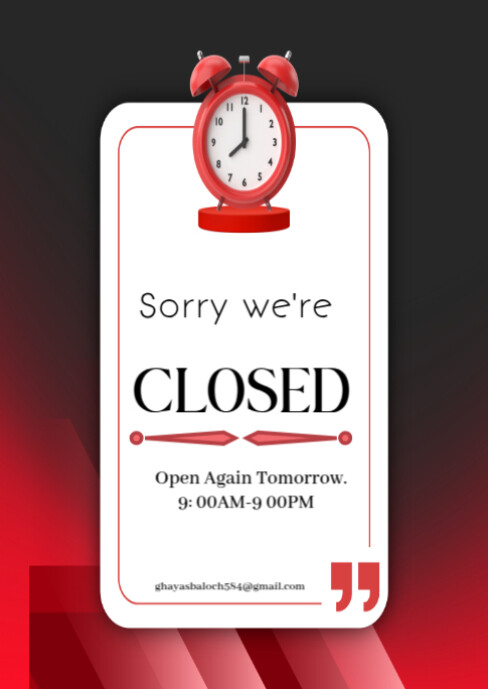 White Professional Sorry We're Closed A6 Template | PosterMyWall