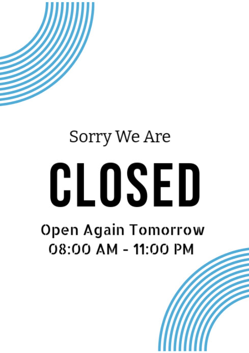 Modèle White Professional Sorry We Are Closed Announcement A4 ...