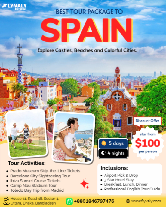 Copy of White Professional Spain Tour Package Poster Design Template ...