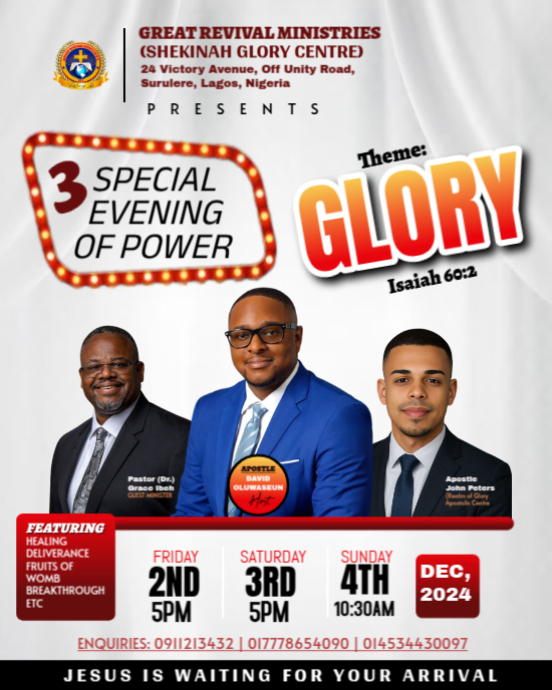 Plantilla de White Professional Special Evening Of Power – Theme: Glory ...