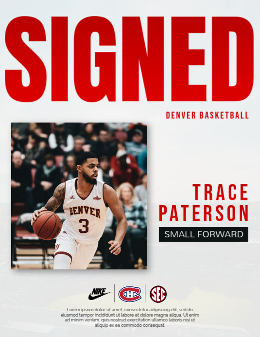 Copy of White Professional Sport Player Signing Flyer (us Letter ...