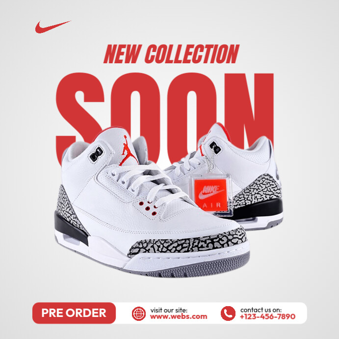 White Professional Sports Sneakers Instagram Post Template | PosterMyWall