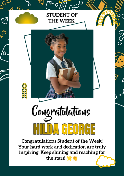 White Professional Student Of The Week A4 Template | PosterMyWall