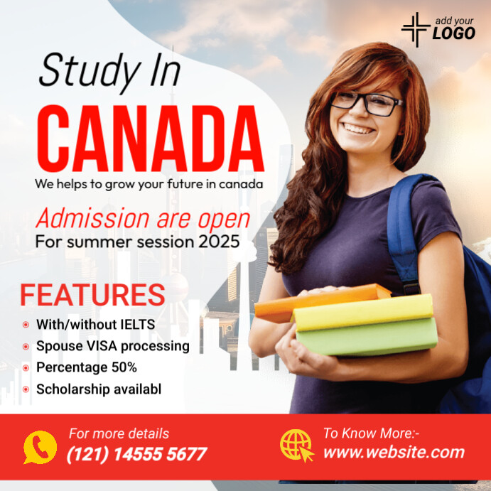 Copy of White Professional Study In Canada Admission | PosterMyWall