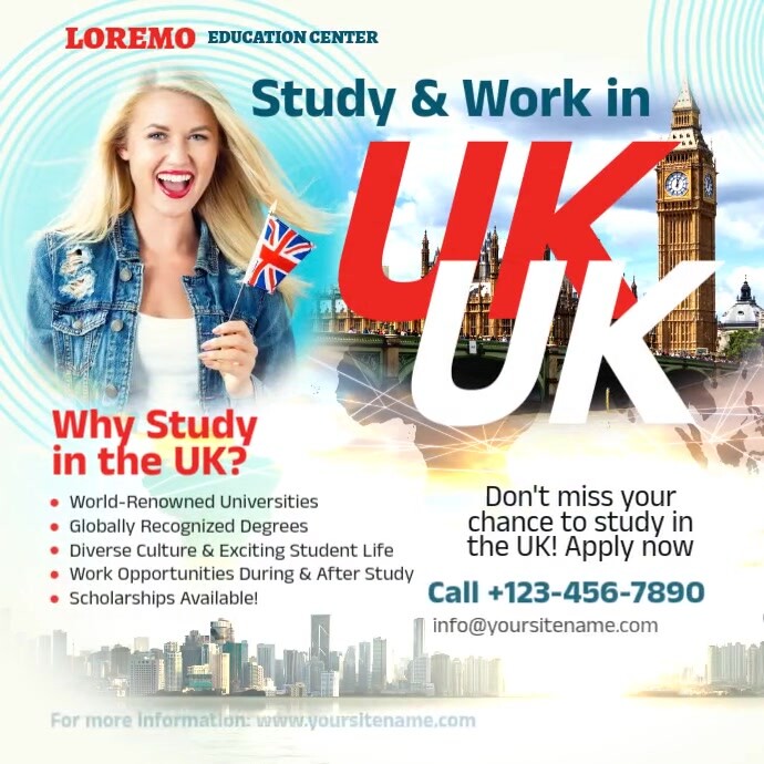 Copy of White Professional Study In Uk Instagram Post | PosterMyWall