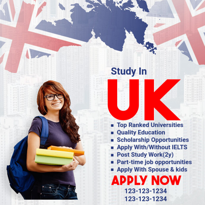 Copy of White Professional Study In Uk Instagram Post | PosterMyWall