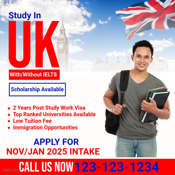 Copy of White Professional Study In Uk Instagram Post | PosterMyWall