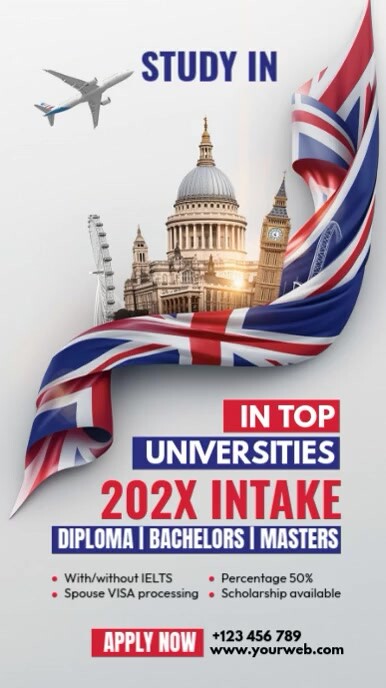 White Professional Study In Uk Instagram Story Template | PosterMyWall