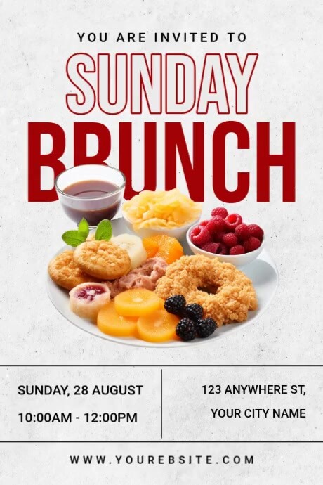 White Professional Sunday Brunch Poster Template | PosterMyWall
