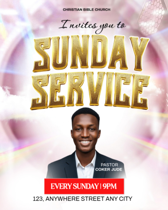 White Professional Sunday Service Invitation Instagram Portrait ...