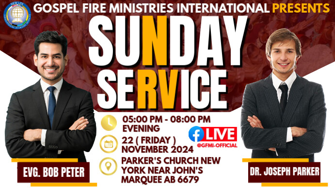 White Professional Sunday Service Presentation (16:9) Modelo | PosterMyWall