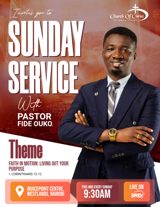 White Professional Sunday Service Template Flyer (us Letter) | PosterMyWall