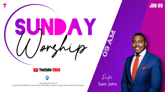 Copy of White Professional Sunday Worship Youtube Thumbnail | PosterMyWall