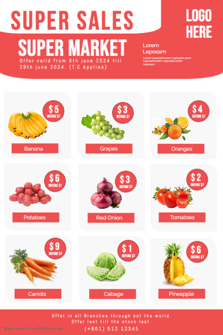 White Professional Supermarket Brochure Templat | PosterMyWall