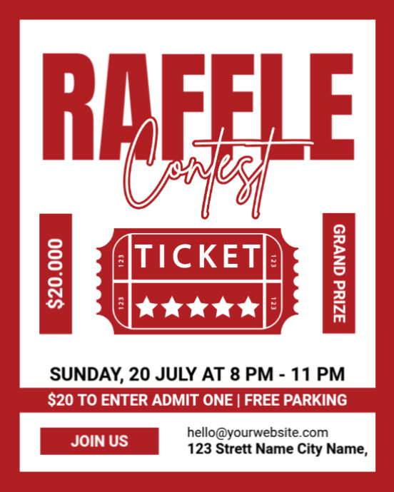White Professional Sweepstakes Ticket Flyer Instagram Portrait Template ...