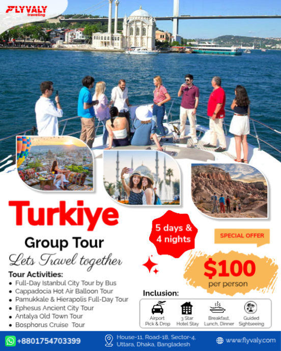 White Professional Türkiye Tour Package Ads Design Template Instagram ...