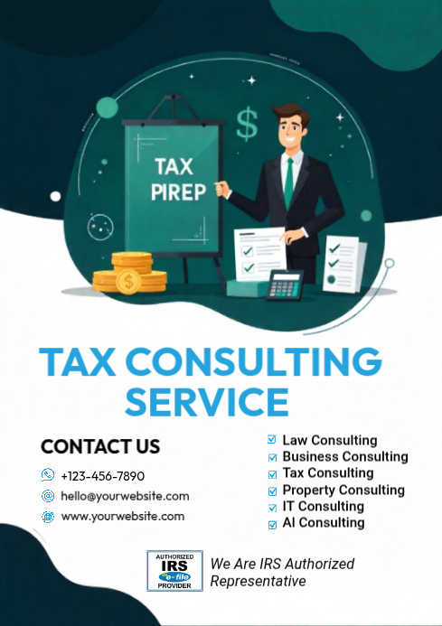 White Professional Tax Prep Services A4 Template | PosterMyWall