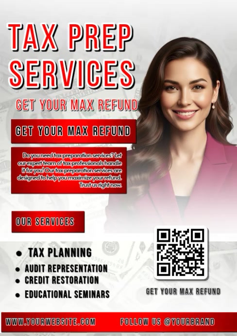 White Professional Tax Preparation Services A4 Video Templat | PosterMyWall