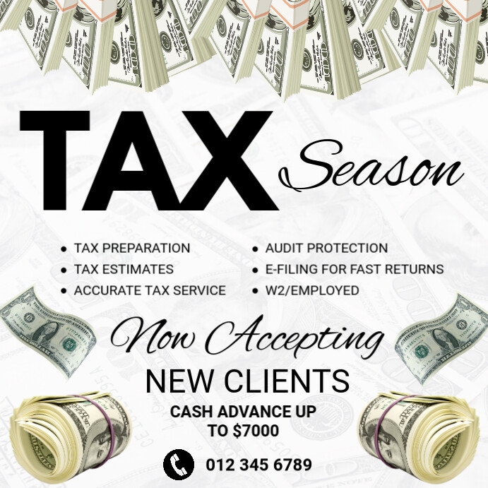 White Professional Tax Season Flyers Instagram Post Template | PosterMyWall