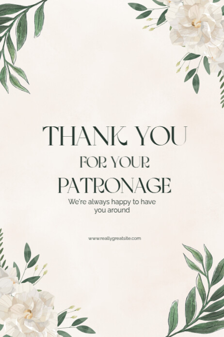 White Professional Thank You For Your Patronage Poster Template ...