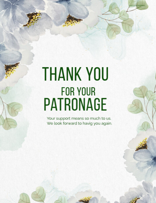 White Professional Thank You For Your Patronage Flyer (us Letter ...