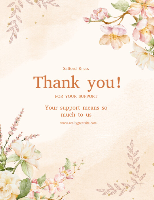 White Professional Thank You For Your Support Card Flyer (us Letter ...