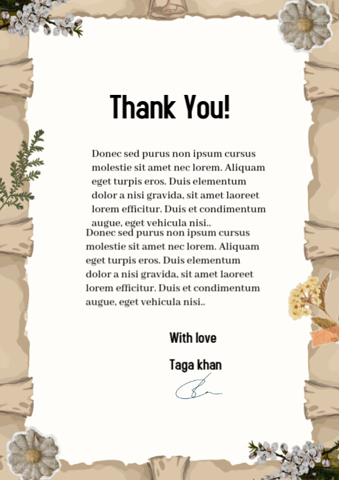 White Professional Thank You Pages A4 Template | PosterMyWall