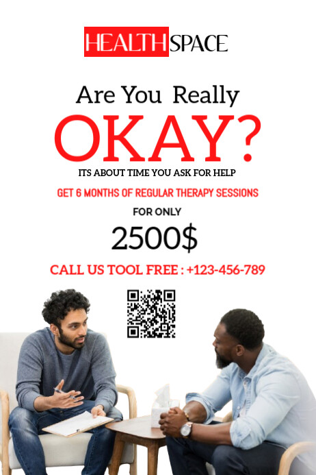 White Professional Therapy Session Poster Template | PosterMyWall