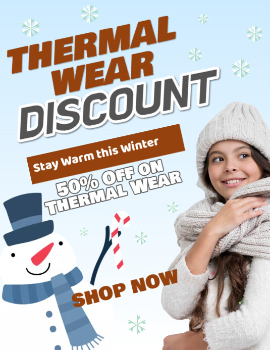White Professional Thermal Wear Discount Flyer (us Letter) Template ...