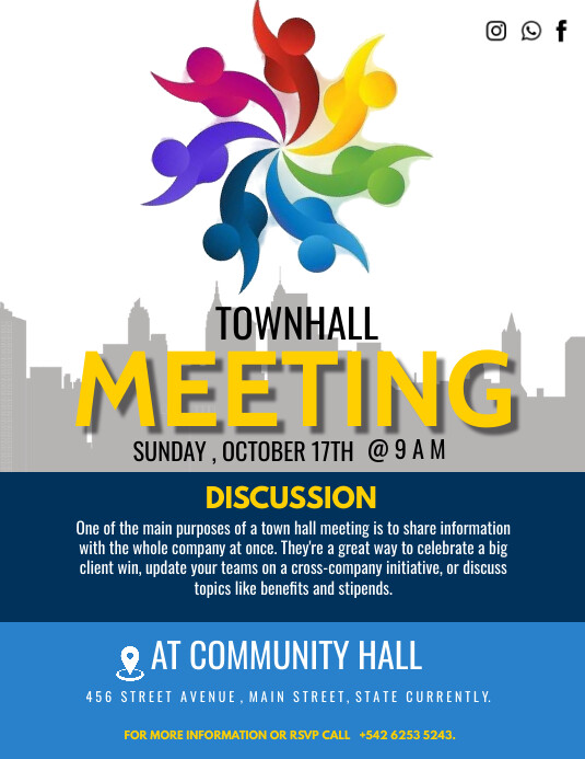White Professional Town Hall Meeting Flyer ( Template | PosterMyWall