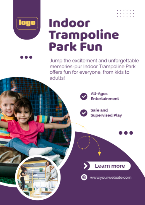 White Professional Trampoline Park A3 Template | PosterMyWall
