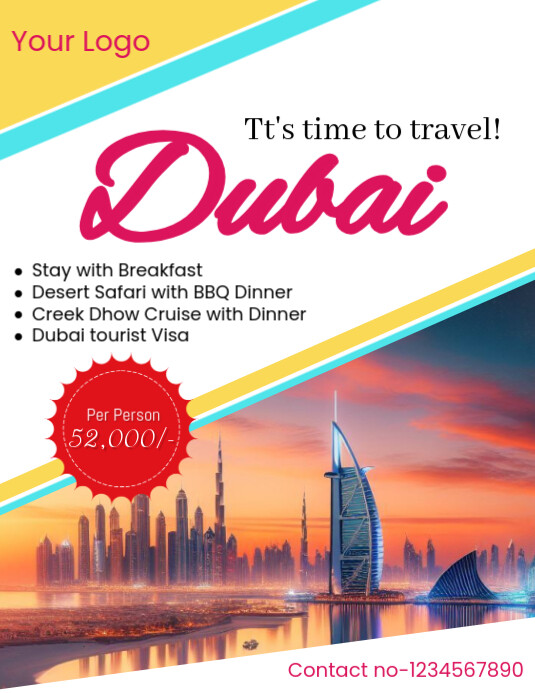 White Professional Travel Dubai Flyer (us Letter) Template | PosterMyWall