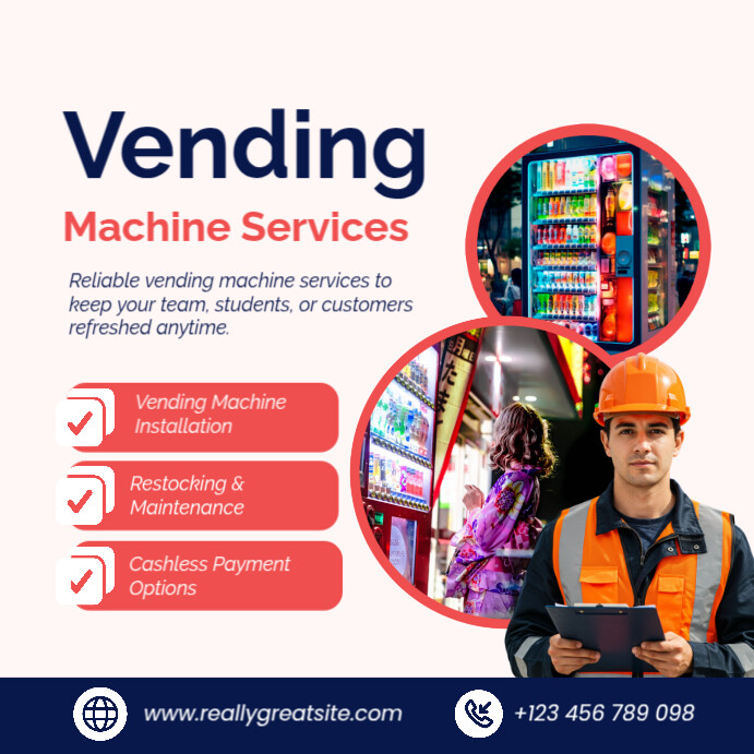 White Professional Vending Machine Services Poster Template – Snack ...