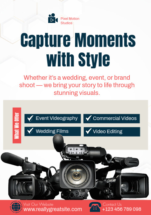 White Professional Videography Services Ad Poster Template A2 ...