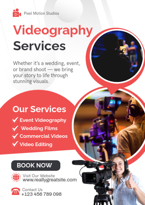 White Professional Videography Services Ad Poster Template A2 ...