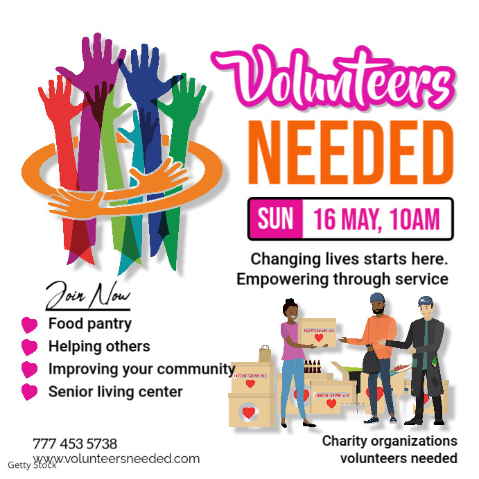 Copy of White Professional Volunteers Needed Instagram Post | PosterMyWall